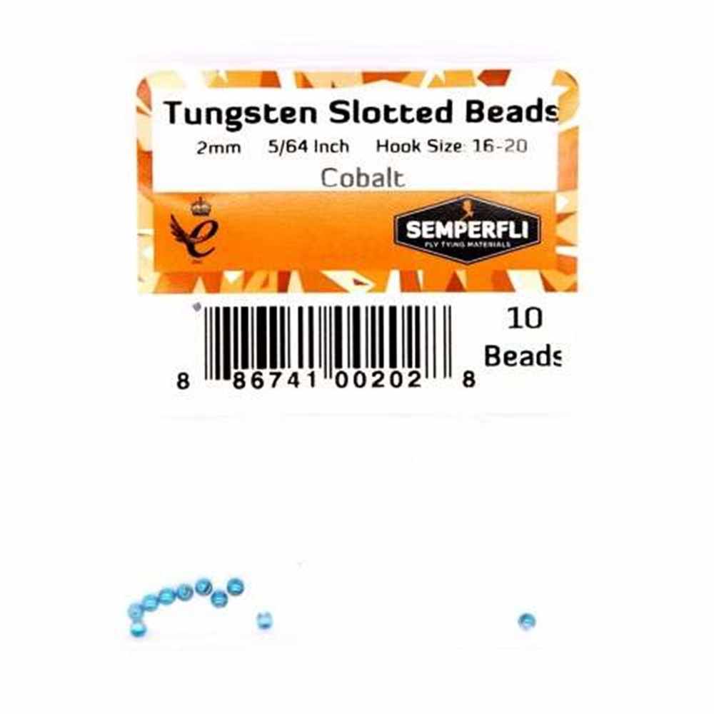 Tungsten Slotted Beads 2mm (5/64 inch) Cobalt for Fly Tying