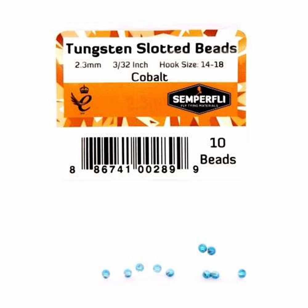 Tungsten Slotted Beads 2.3mm (3/32 inch) Cobalt for Fly Tying