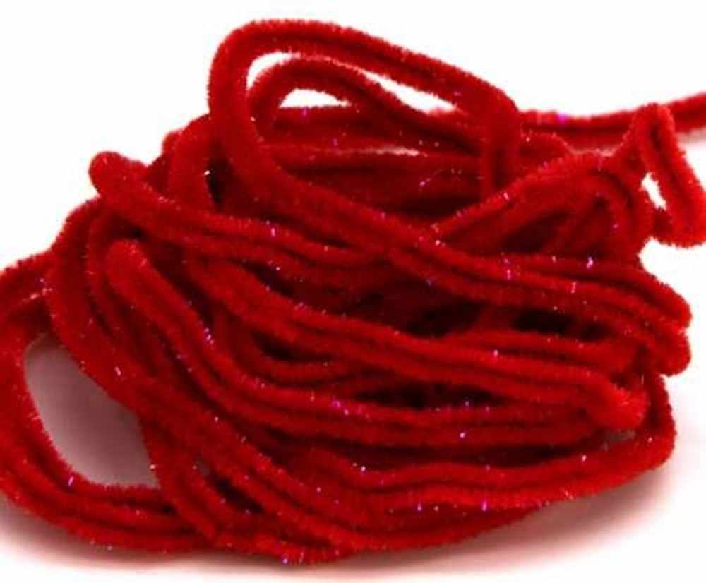 Sparkle Worm Chenille Fl Red for Fly Tying from The Essential Fly