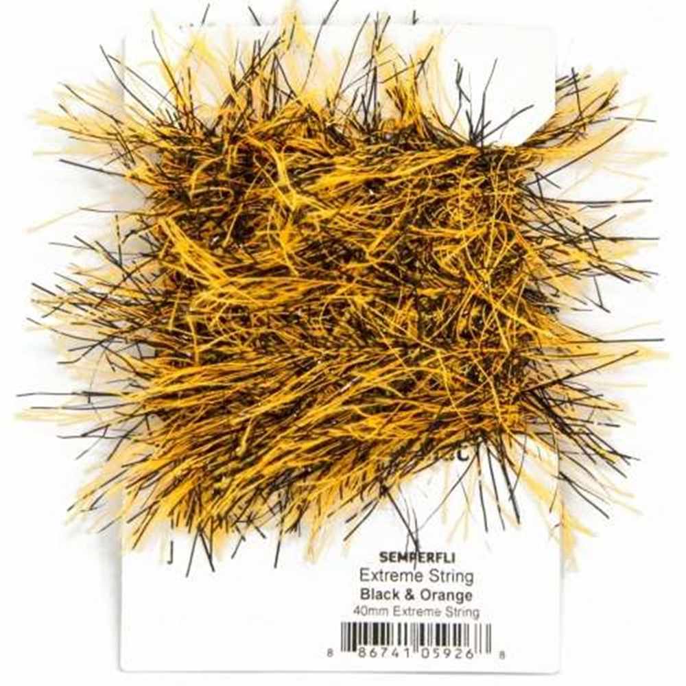 Extreme String 40mm Black and Orange for Fly Tying