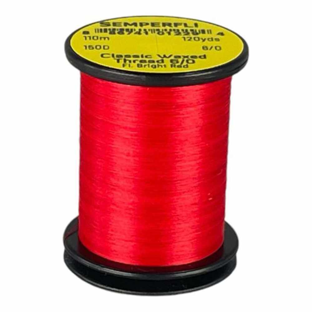 Classic Waxed Thread 6/0 110m (120 Yards) Fl Bright Red for Fly Tying