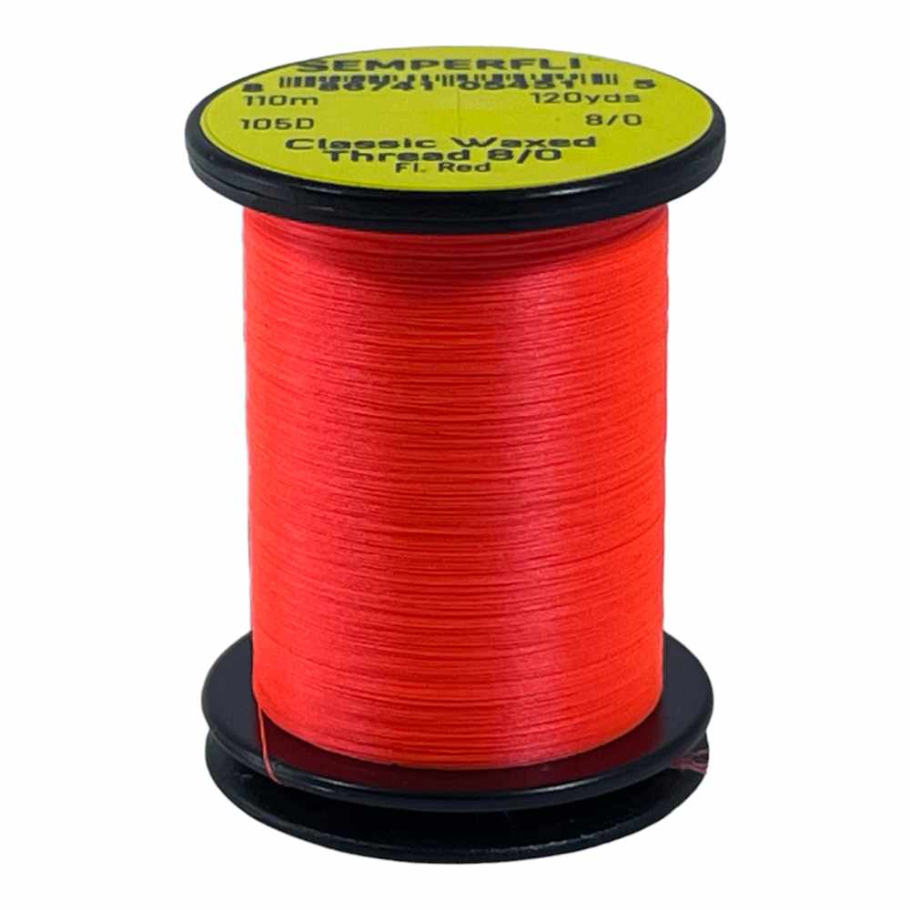 Classic Waxed Thread 8/0 110m (120 Yards) Fl Red for Fly Tying