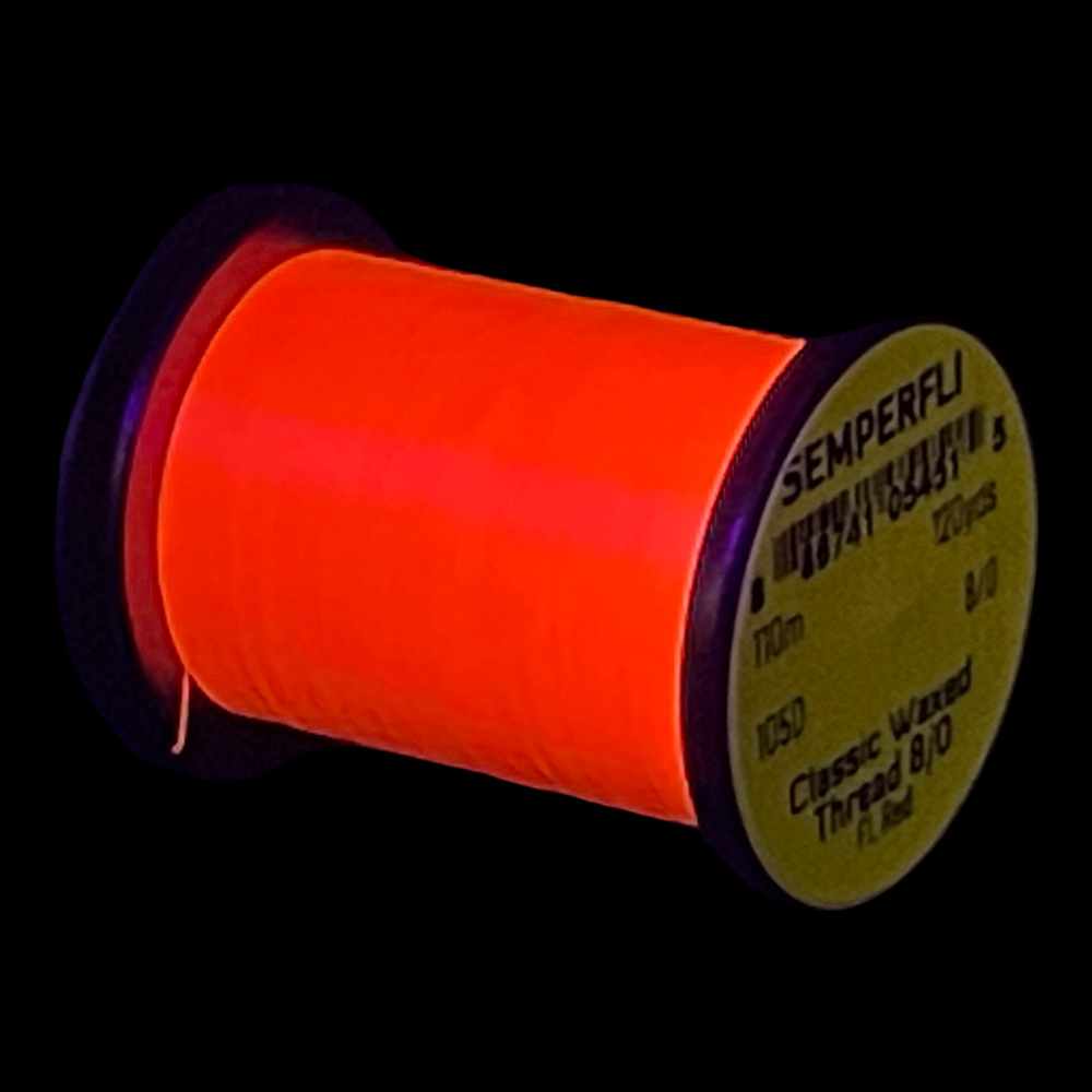 Classic Waxed Thread 8/0 110m (120 Yards) Fl Red for Fly Tying