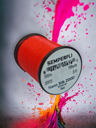 Nano Silk Streamer 200D Red for Fly Tying from The Essential Fly