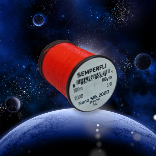 Nano Silk Streamer 200D Red for Fly Tying from The Essential Fly