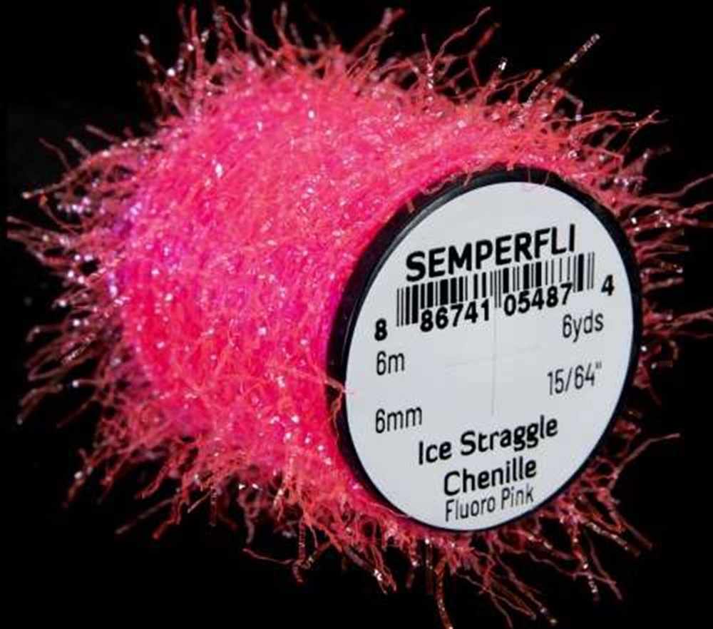 Ice Straggle Chenille Fl Pink for Fly Tying from The Essential Fly