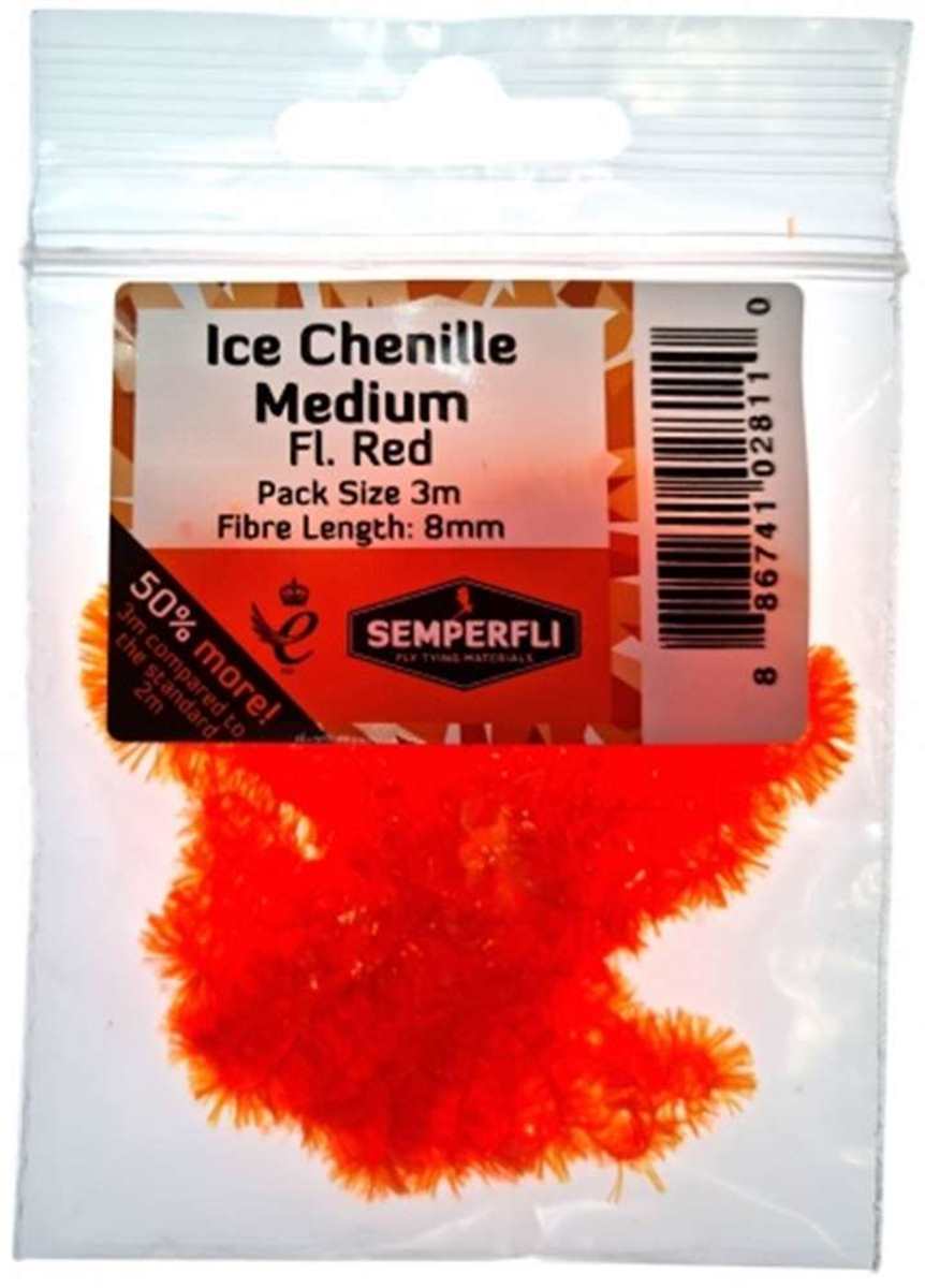 Ice Chenille 8mm Fl Red for Fly Tying from The Essential Fly
