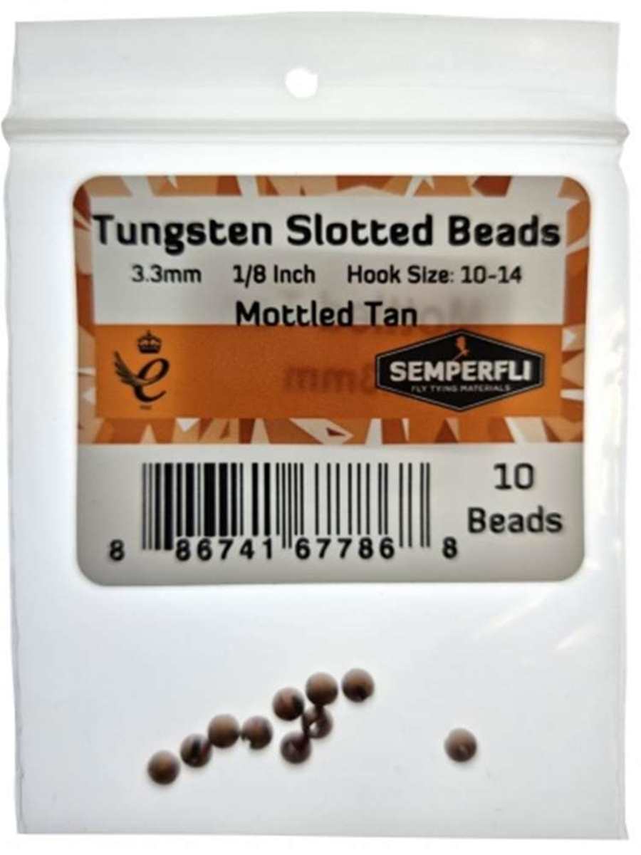 Tungsten Slotted Beads 3.3mm (1/8 inch) Mottled Tan for Fly Tying