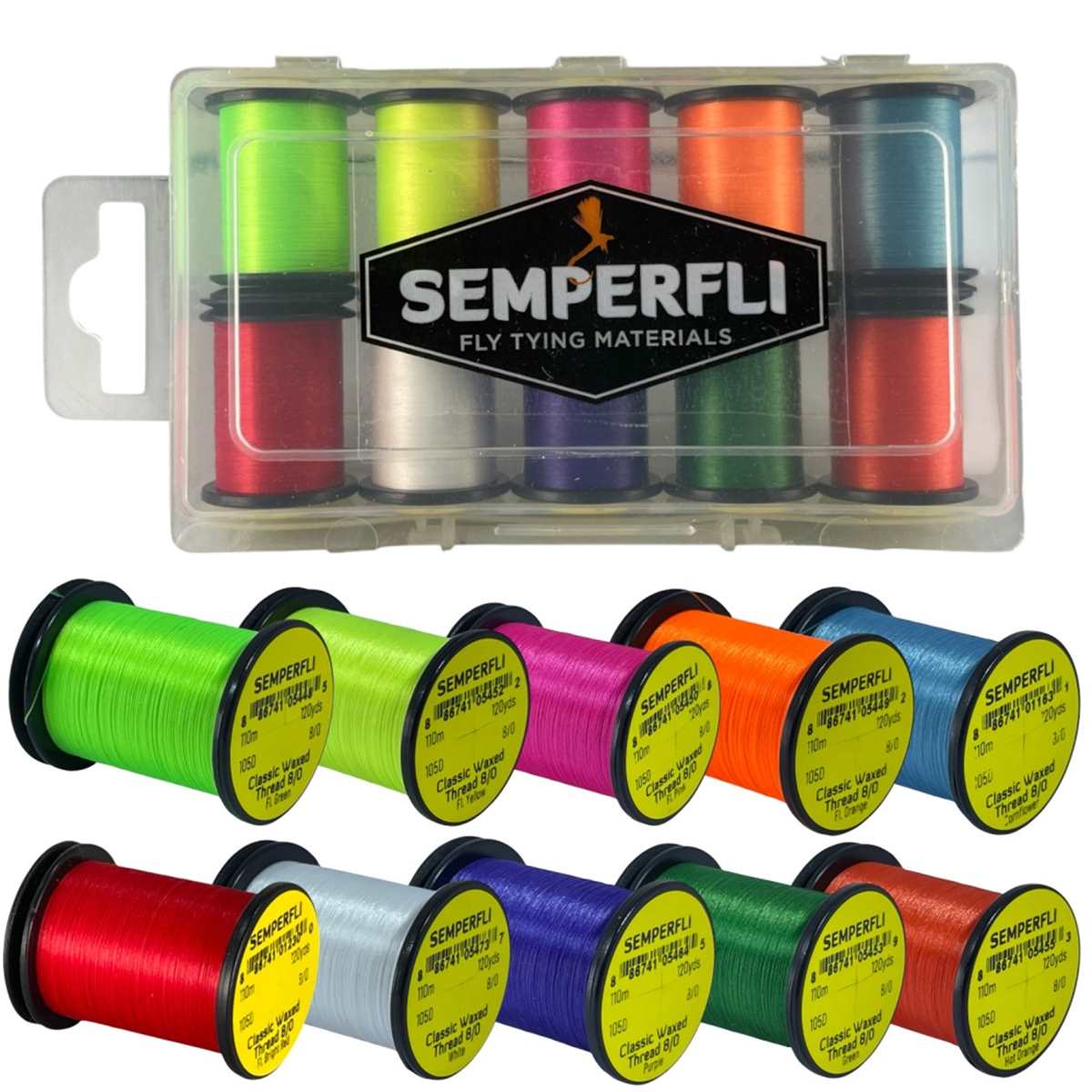 Classic Waxed Thread 8/0 110m Attractor Colours Collection Fly Tying