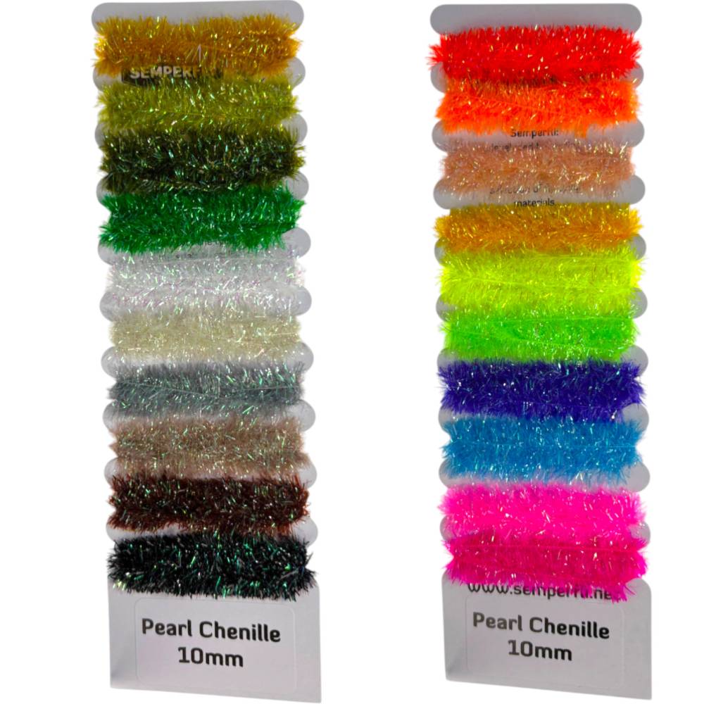Pearl Chenille 10mm Multicards Naturals & Attractor Colours Fly Tying