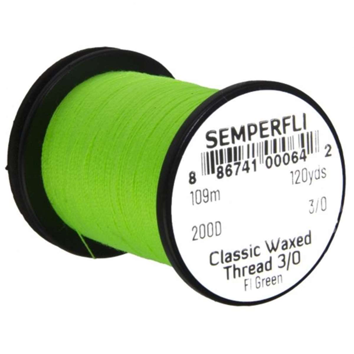 Classic Waxed Thread 3/0 120 Yards Fl Green for Fly Tying