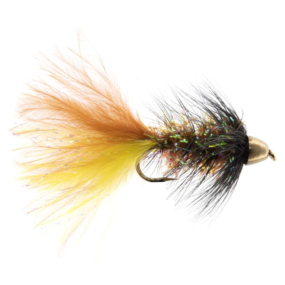 Brown Yellow Krystal Conehead Bugger Fishing Flies