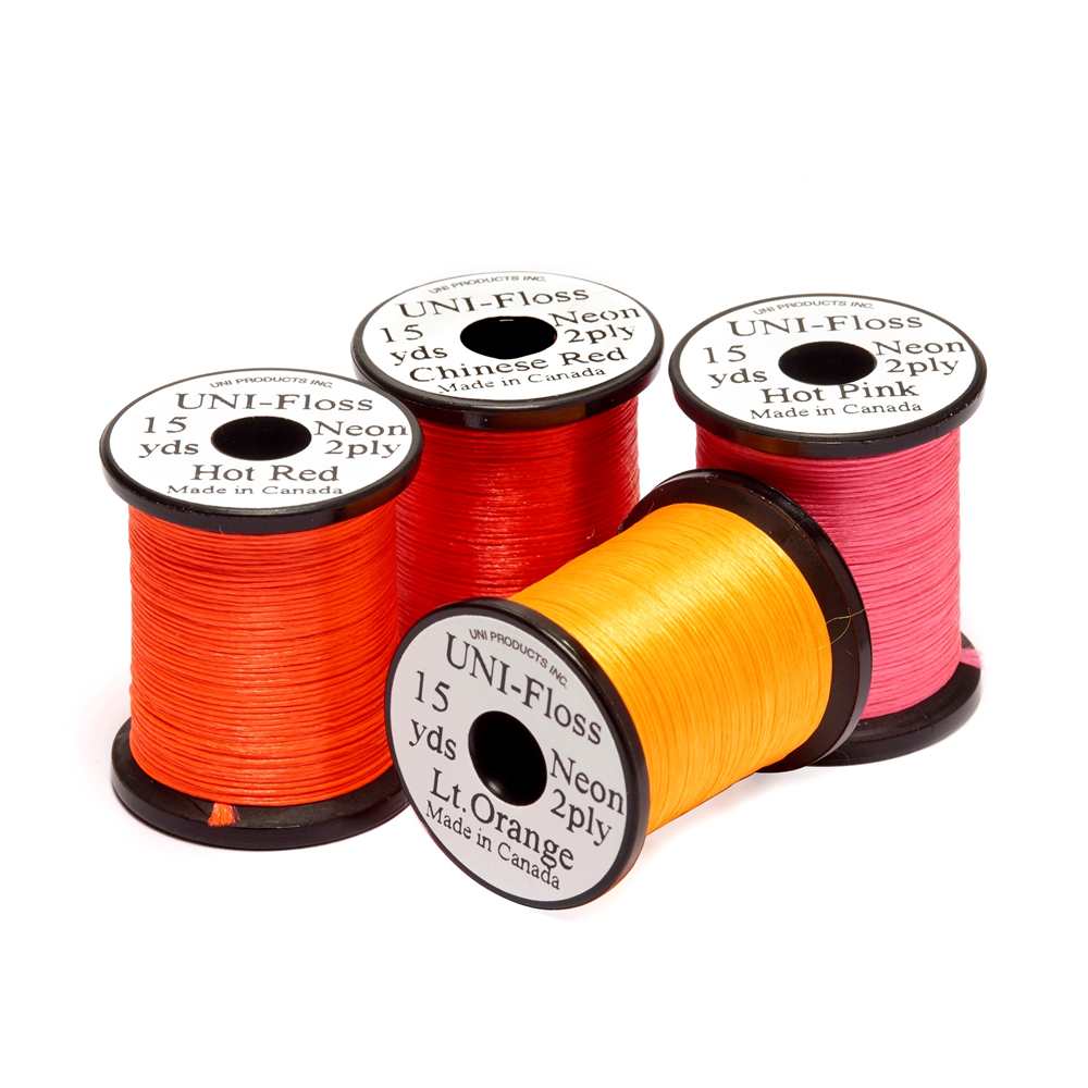 Uni Neon Tying Thread 1/0 50 Yards (Pack 20 Spools) Light Orange Fly ...