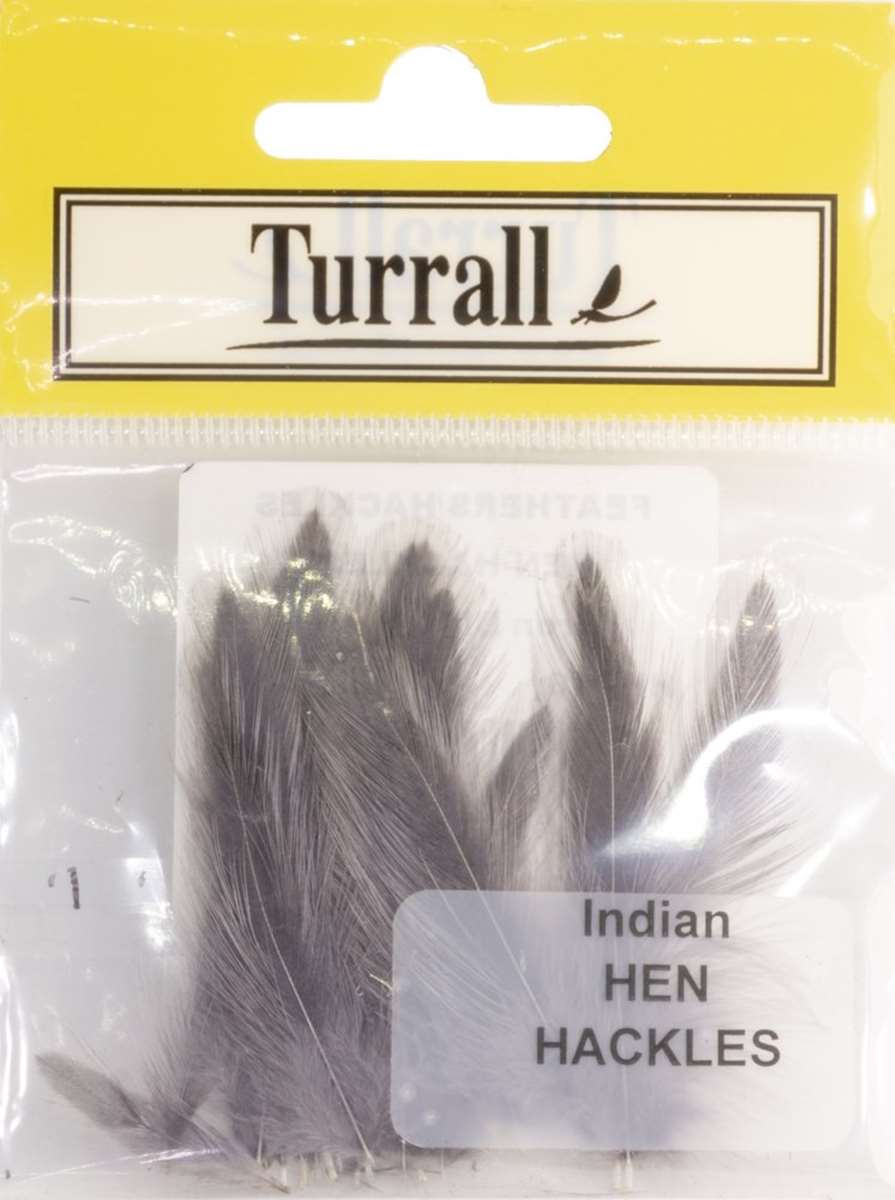 Turrall Indian Hen Hackles Select 30 Feathers Iron Blue Dun